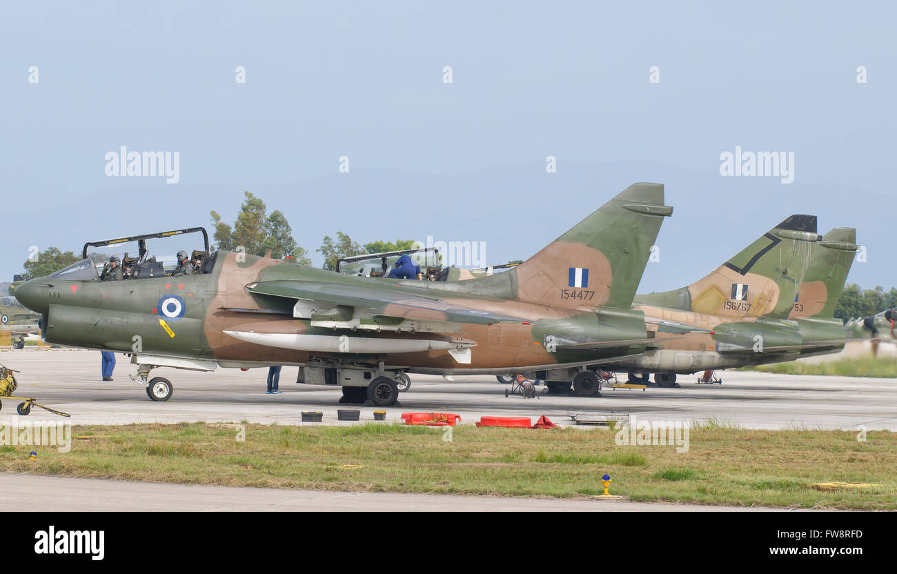 Hellenic Air Force TA-7 Corsair II at Araxos Air Base, Greece Stock ...