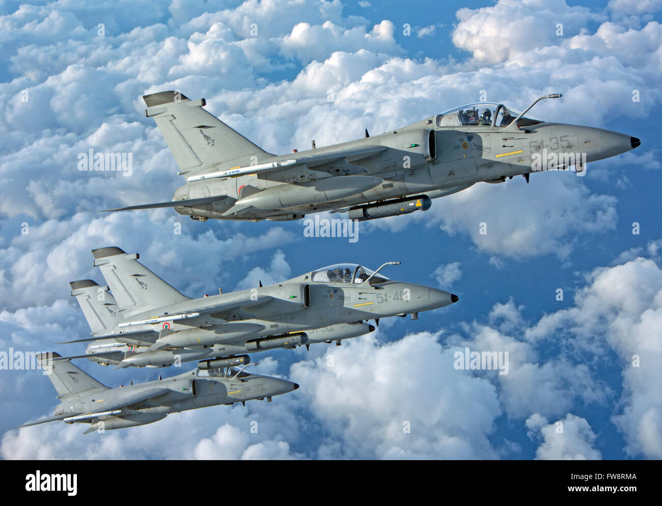 Formation of Italian Air Force AMX-ACOL aircraft during Exercise ...