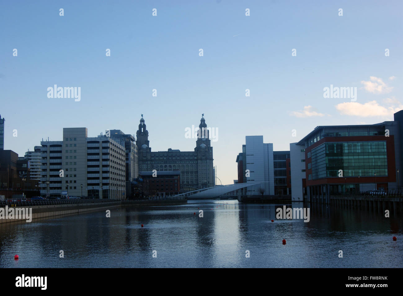 Liverpool docks looking towards the Liver Building Stock Photo - Alamy