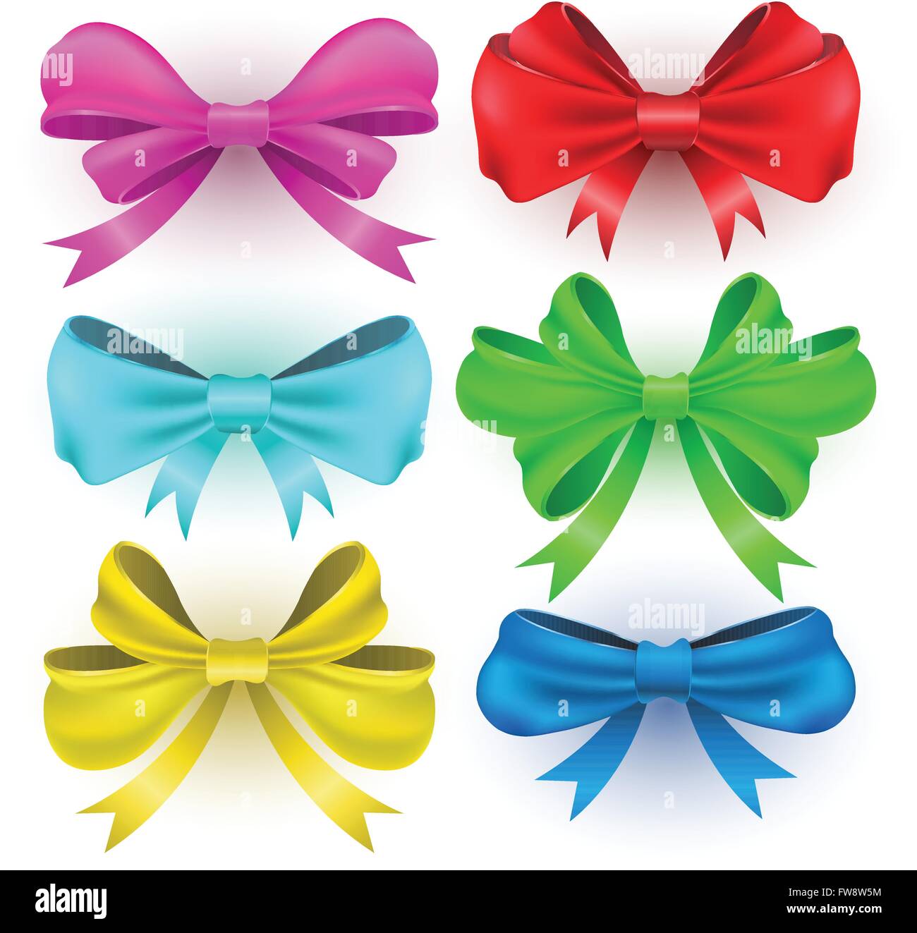 Set gift bows with ribbons. Vector illustration Stock Vector Image ...