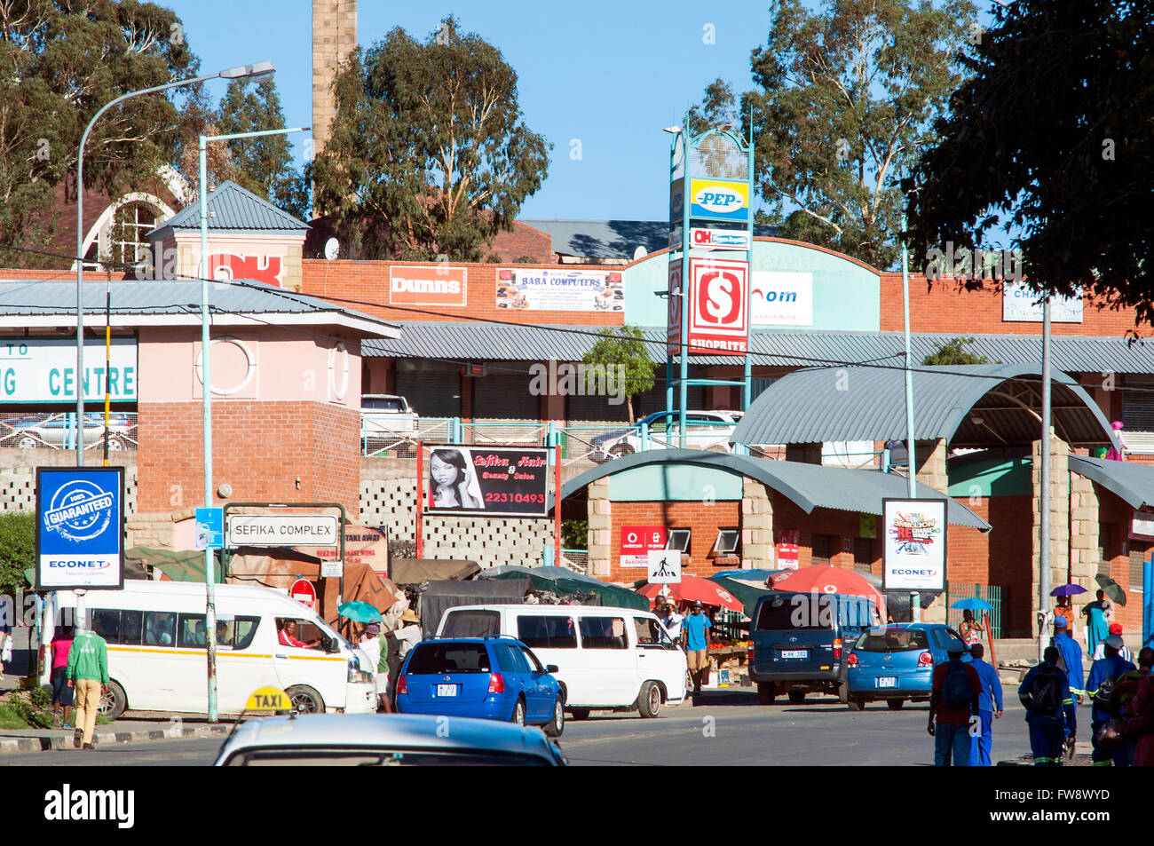 View of market area from Moshoeshoe Road, east CBD, Maseru, Lesotho ...