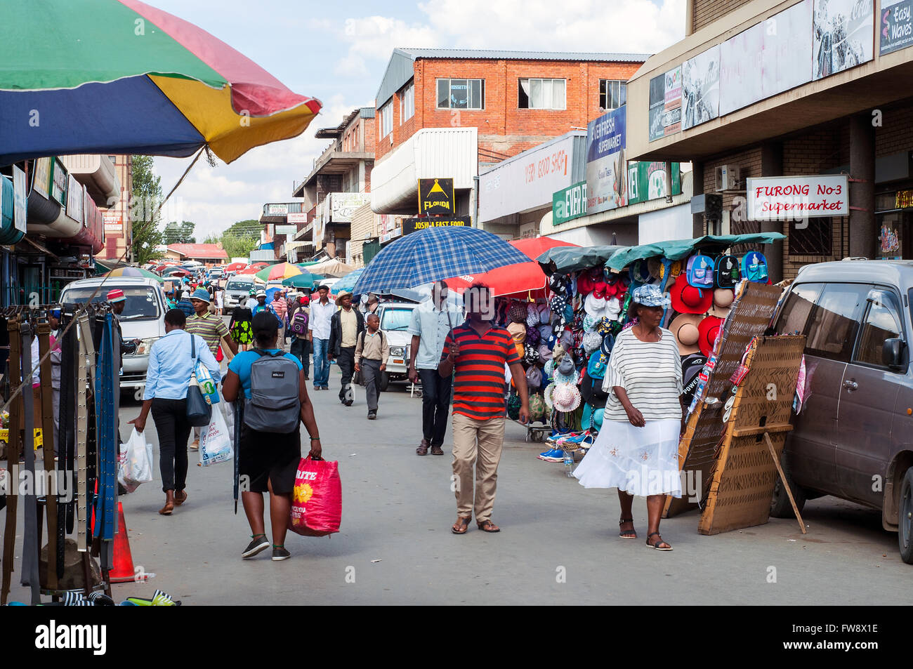 Street and market scene, east CBD, Maseru, Lesotho Stock Photo - Alamy