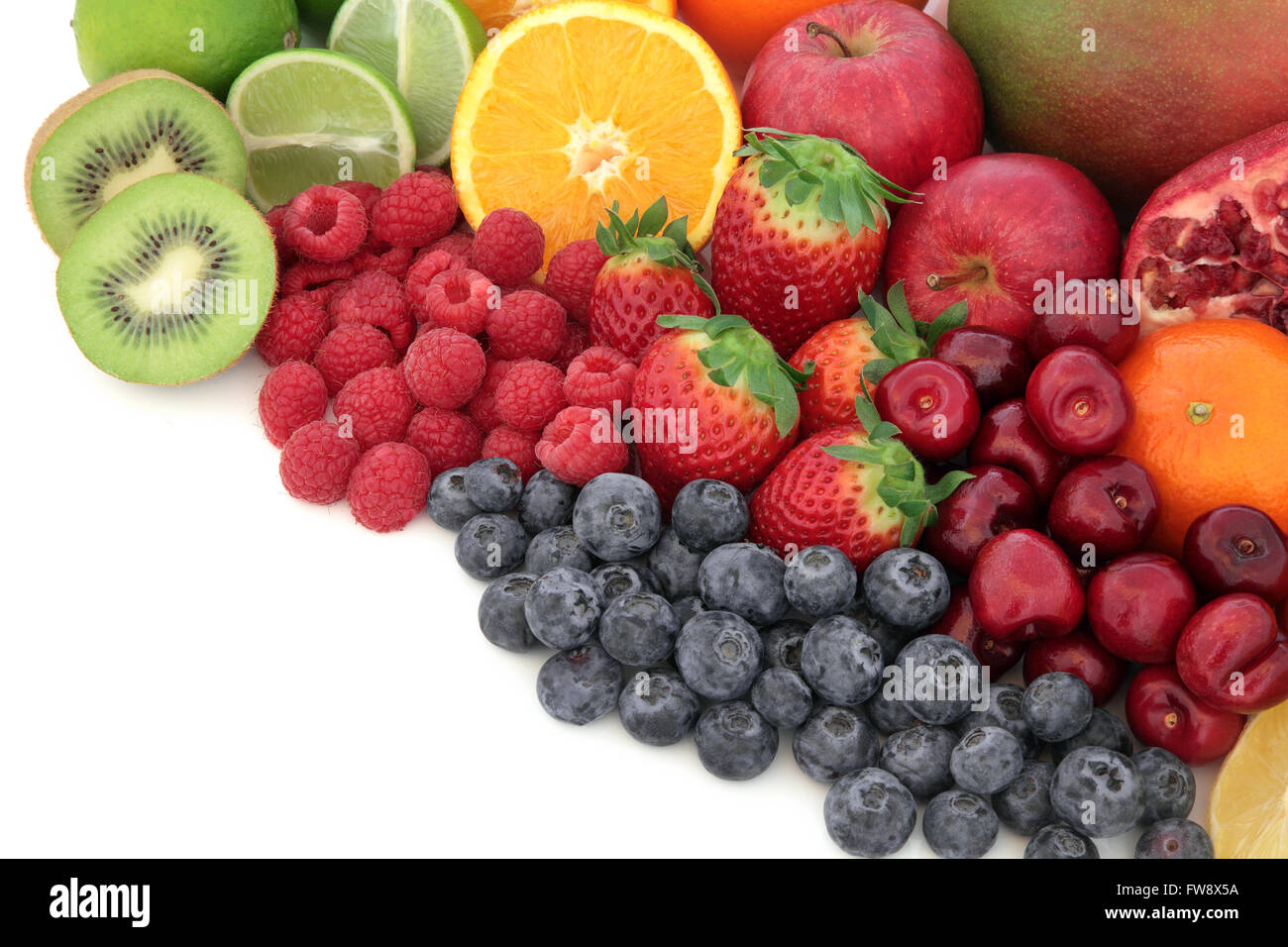 Healthy mixed fresh fruit selection high in antioxidants, vitamin c and ...