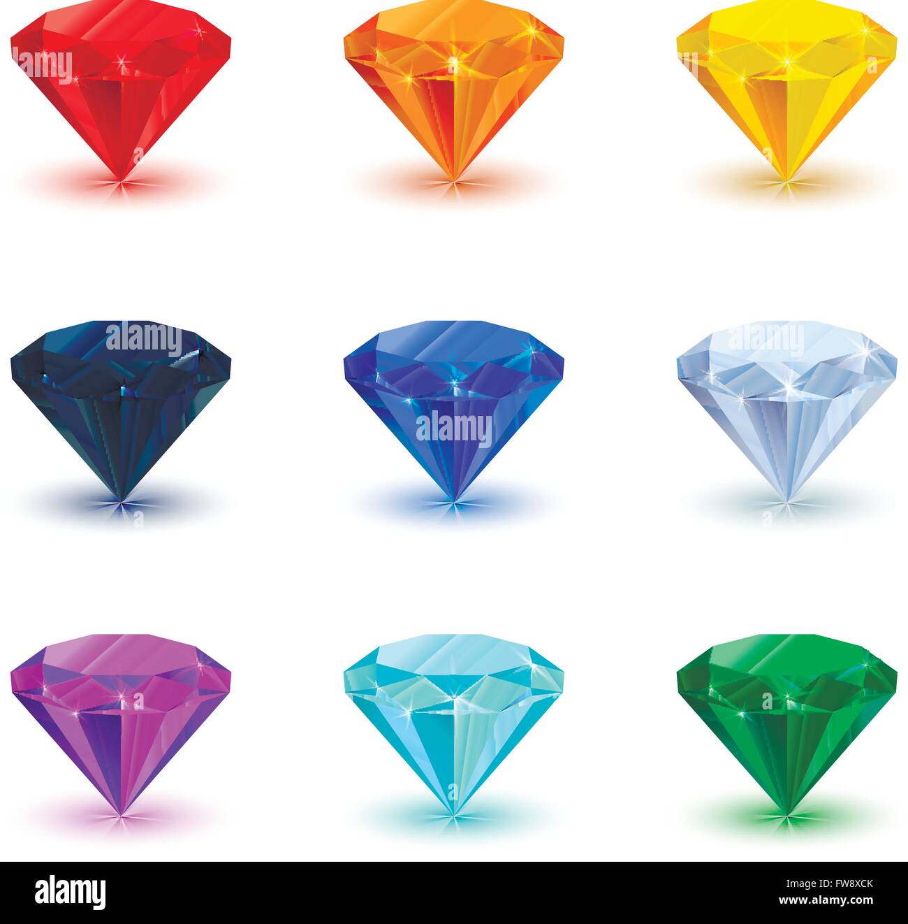 Set of bright shiny gemstone on white Stock Vector Image & Art - Alamy