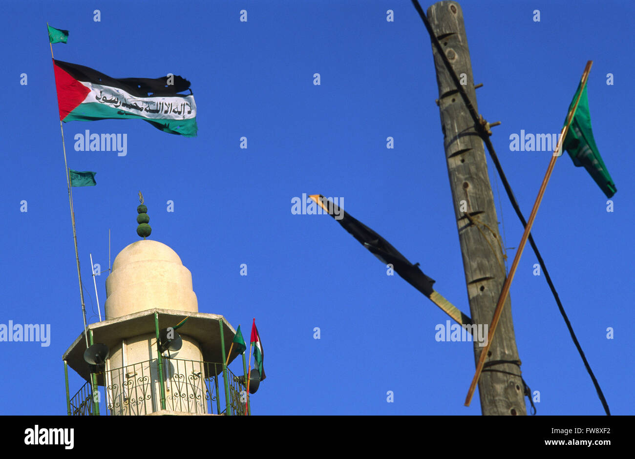 A skyline scene in Gaza city, showing the top of a minaret and ...