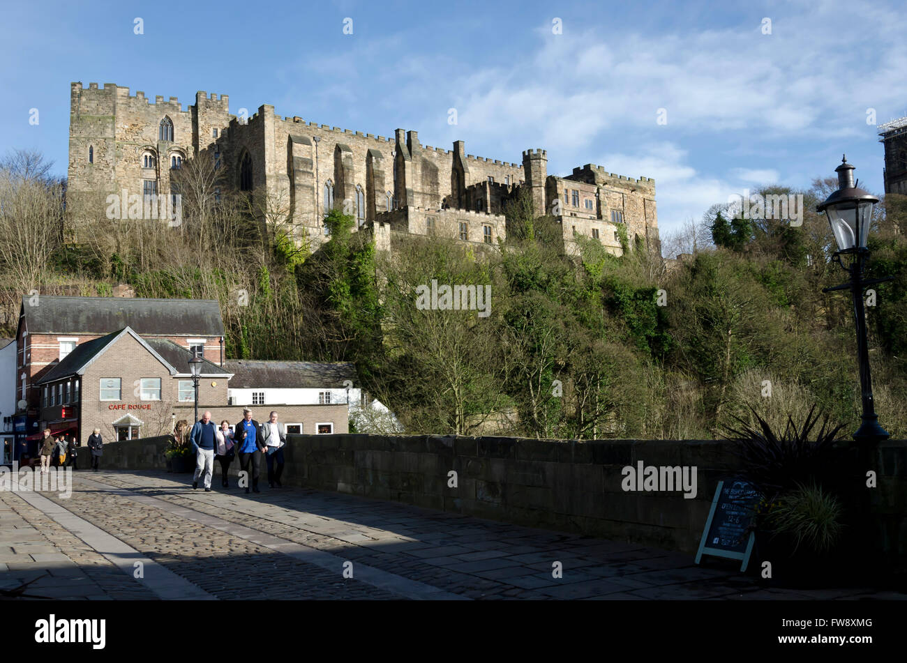 Durham Castle, part of University College Durham, from Prebends Bridge ...