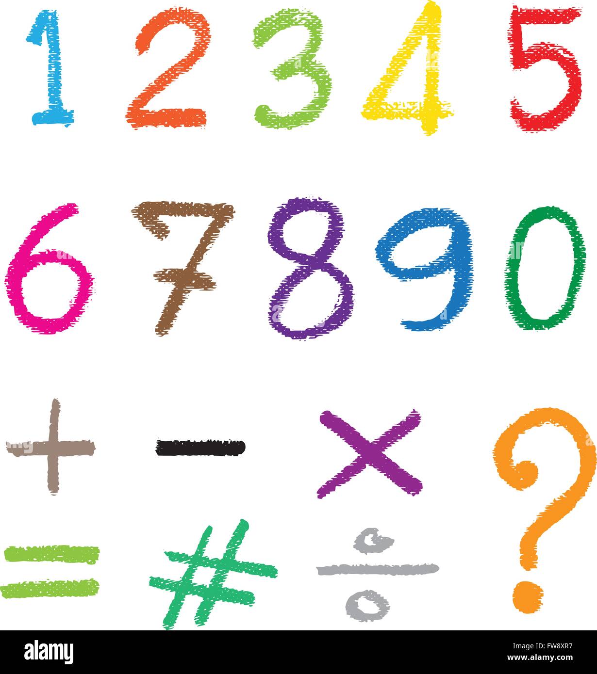 The number drawn by a crayon. Vector illustration Stock Vector Image ...