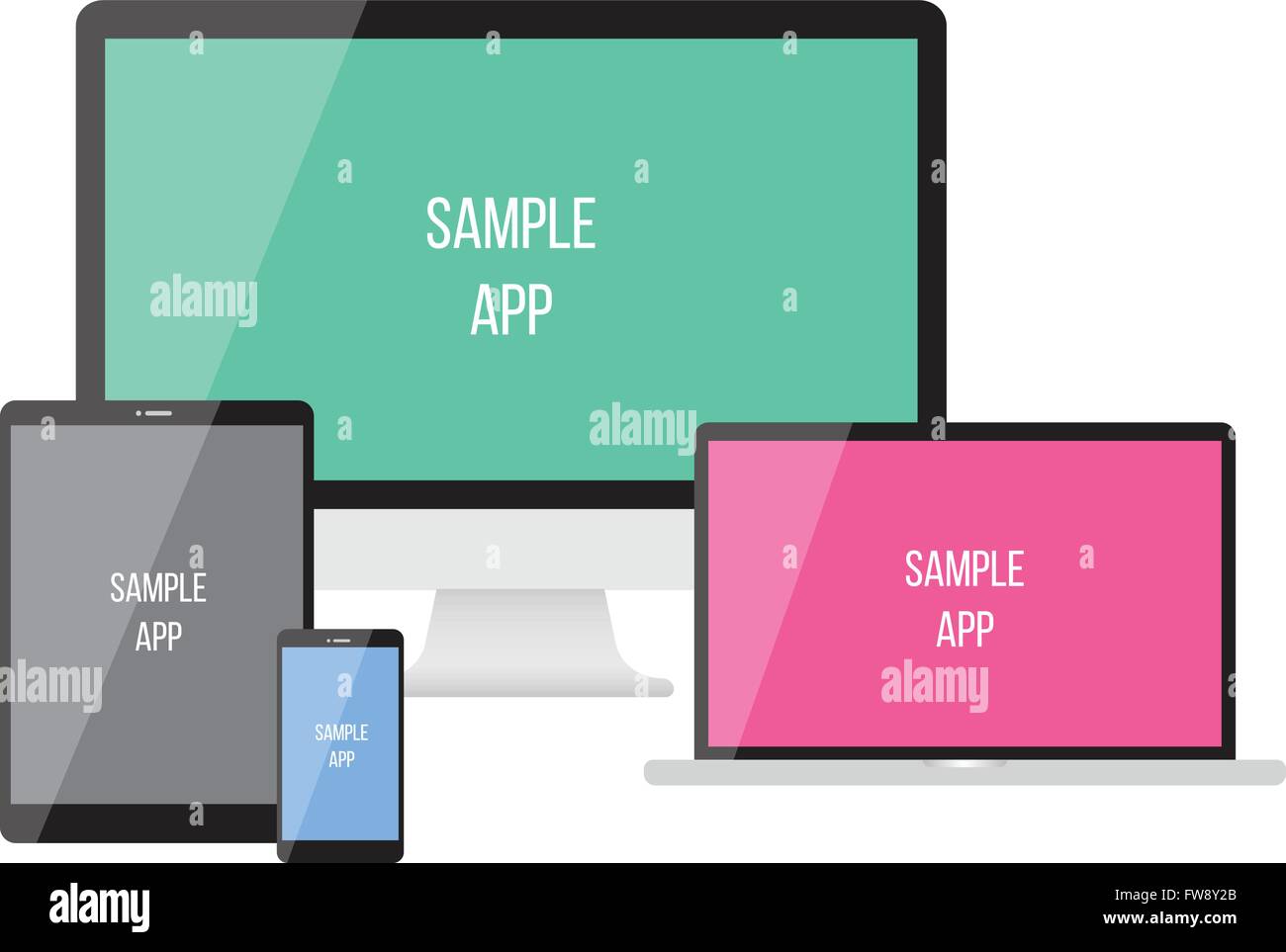 Electronic devices on white background. Vector illustration ...