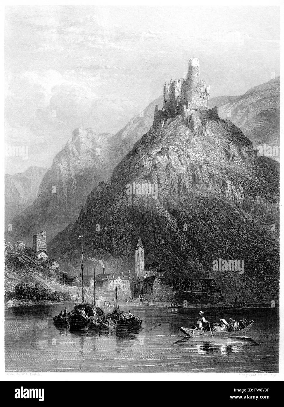 An engraving of the Castle of Thurmberg called The Mouse, Rhine scanned ...