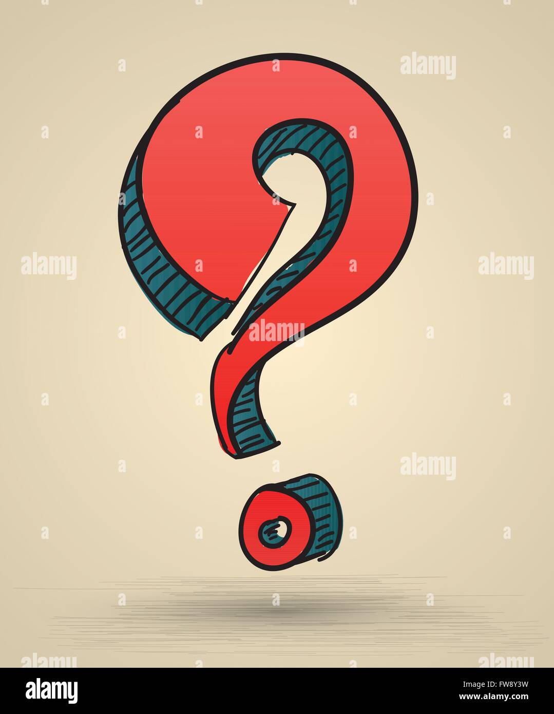 Abstract question mark sketch vector Illustration. Hand drawn sign. Can ...