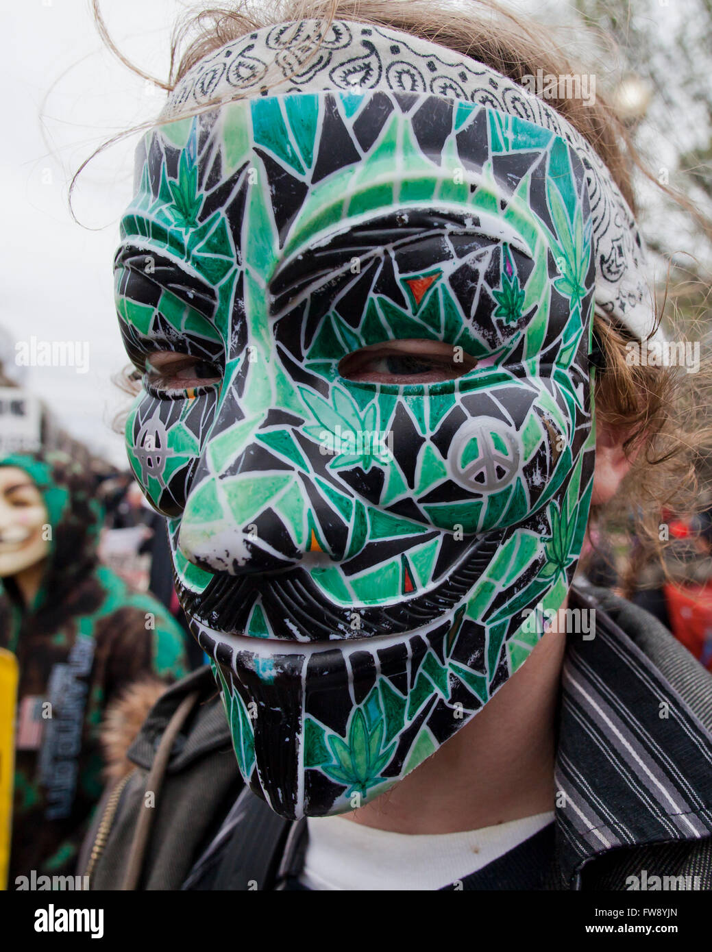 Closeup of someone wearing a Guy Fawkes mask - USA Stock Photo - Alamy