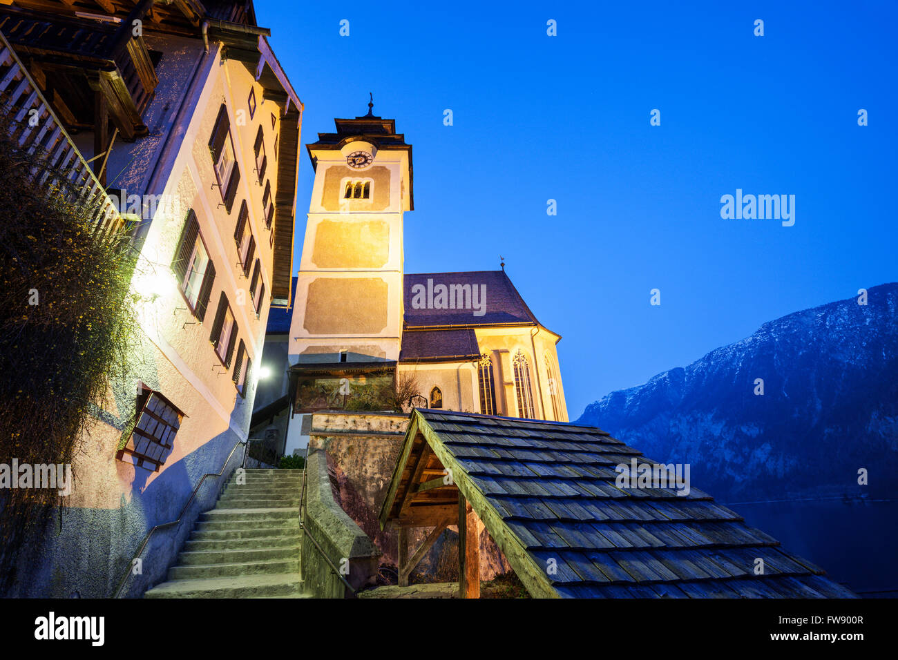 The Parish Church in Hallstatt Stock Photo - Alamy