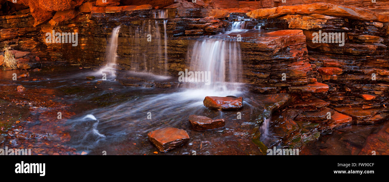 A small waterfall in the Hancock Gorge in Karijini National Park ...