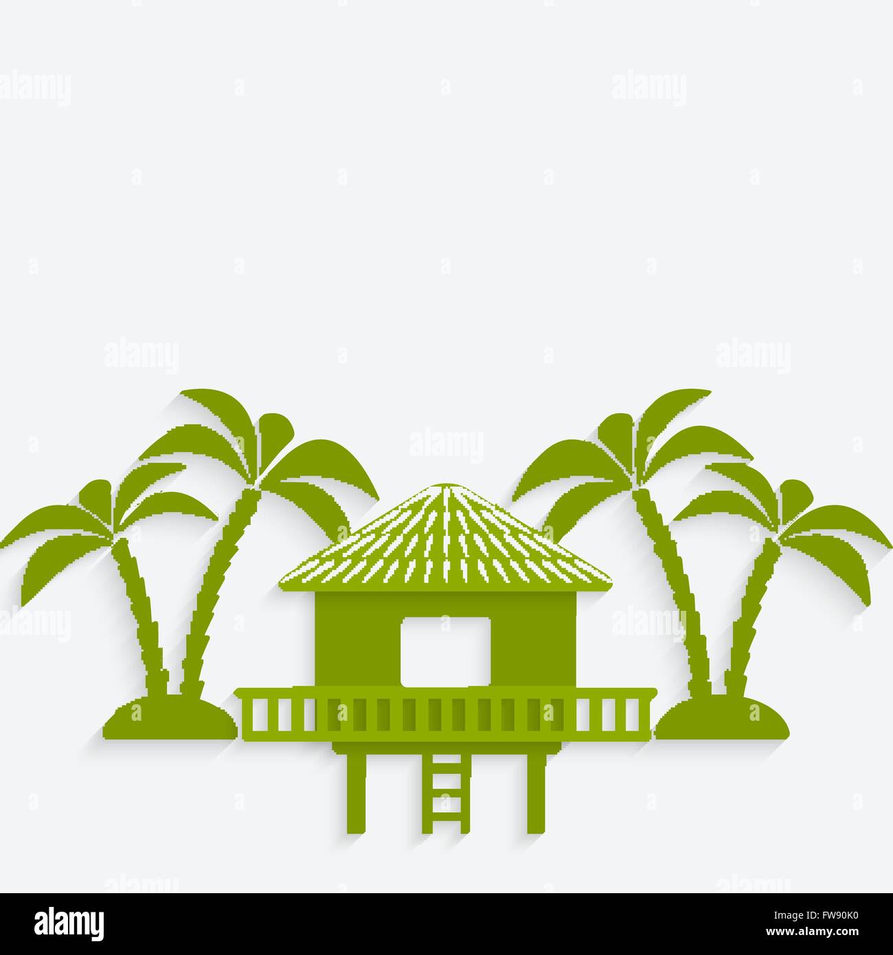 bungalow with palm trees. vector illustration - eps 10 Stock Vector ...