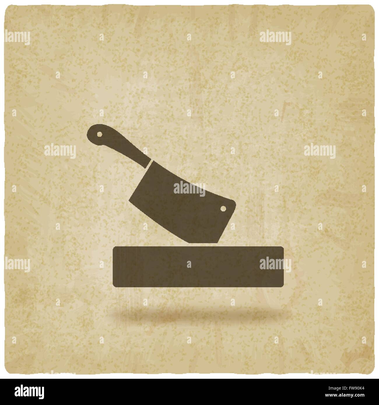 butcher knife in chopping board old background. vector illustration ...