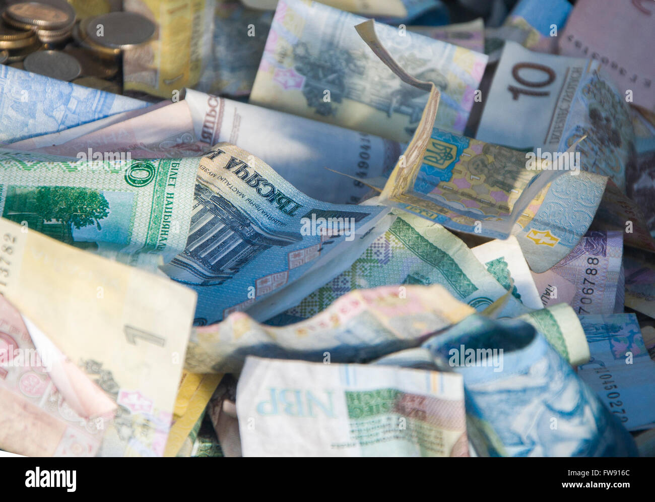 Foreign money collage background. Bank notes from different countries ...