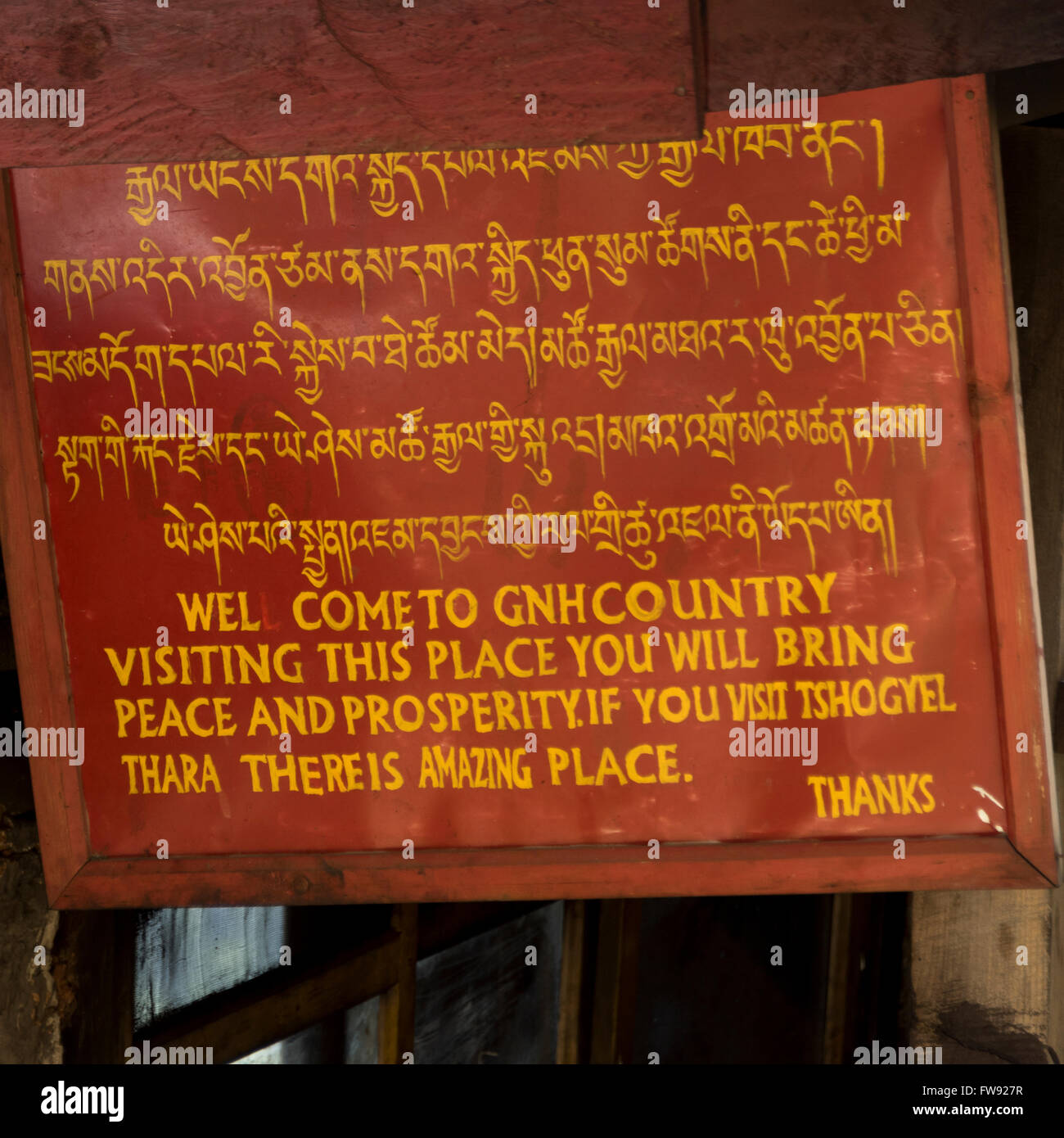 Welcome sign at the taktsang monastery hi-res stock photography and ...