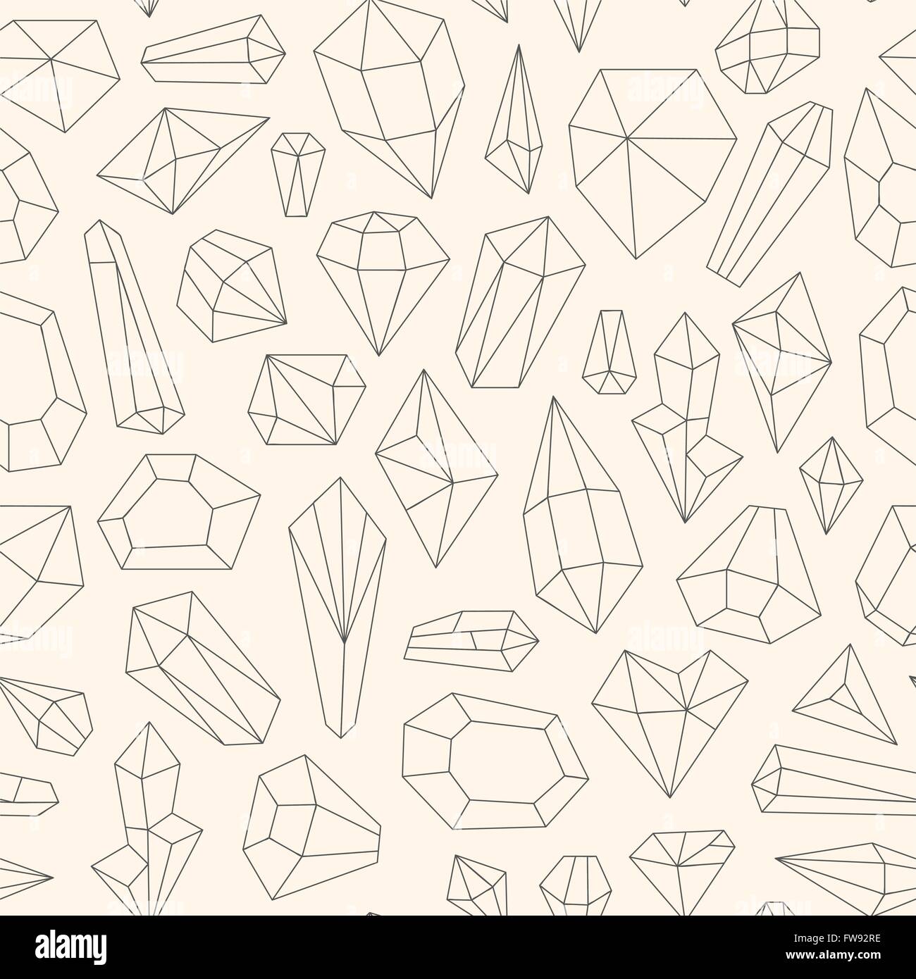 Seamless pattern made of line art crystals Stock Vector Image & Art - Alamy