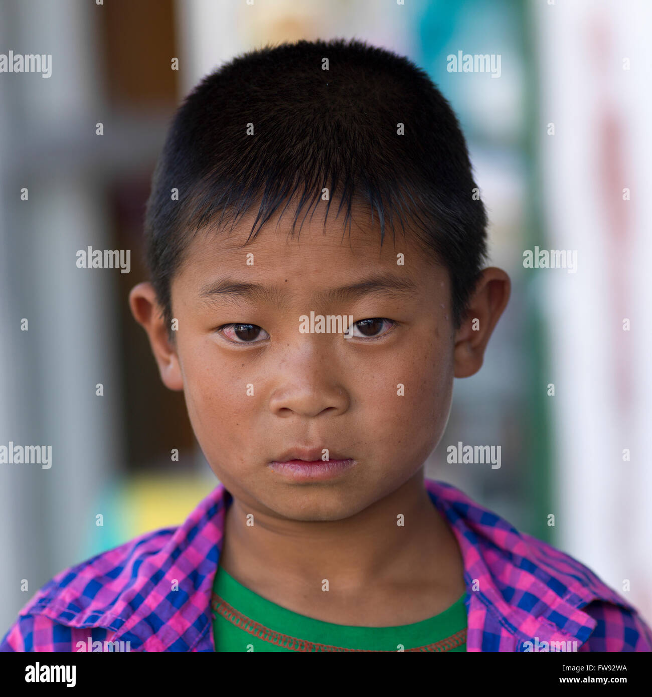 Portrait of a boy, Paro, Bhutan Stock Photo - Alamy