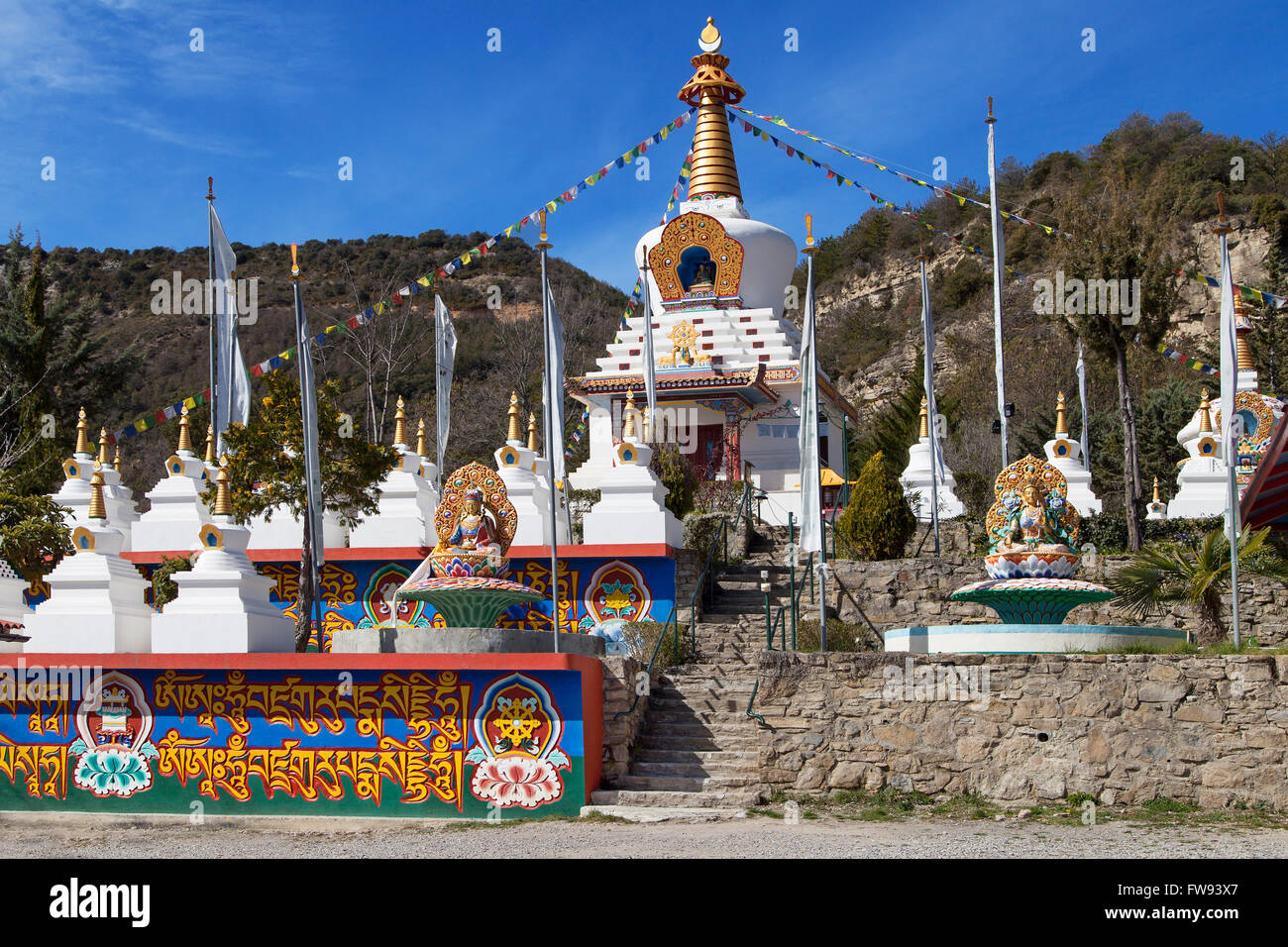 Buddhist Temple of Dag Shang Kagyu in Panillo, Aragon, Spain Stock ...