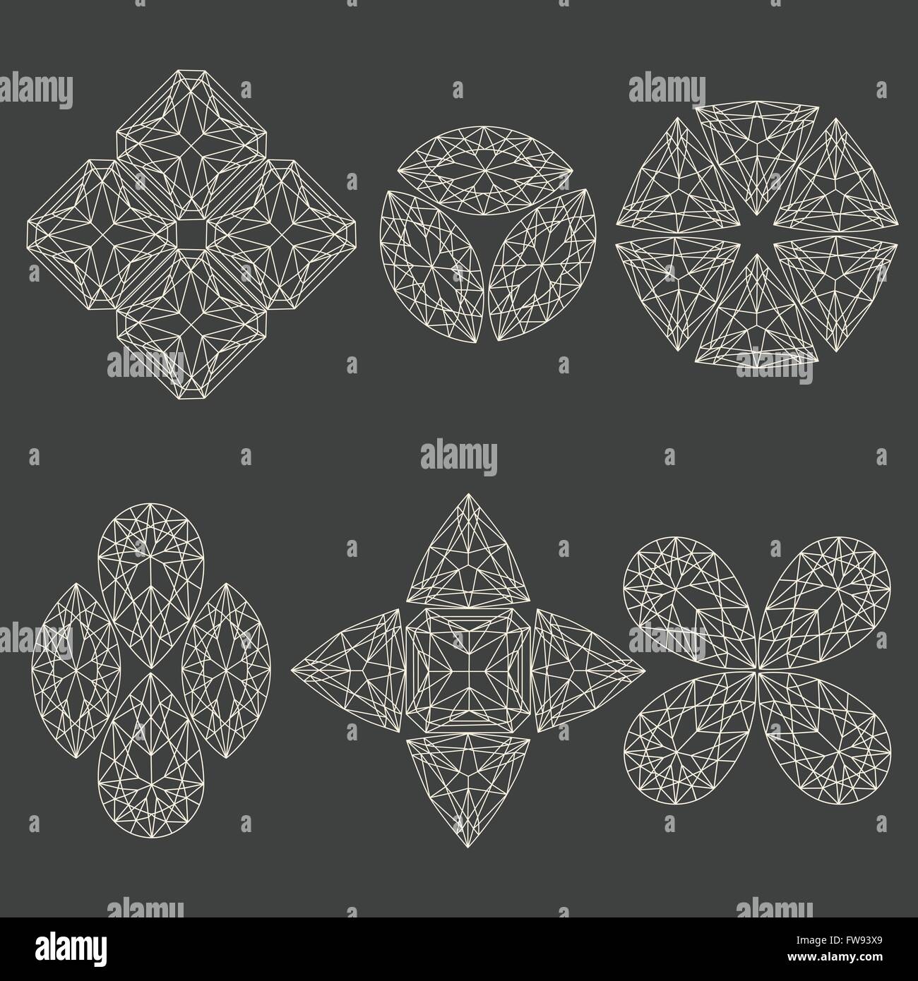 Set of geometrical emblems made of line art crystals Stock Vector Image ...