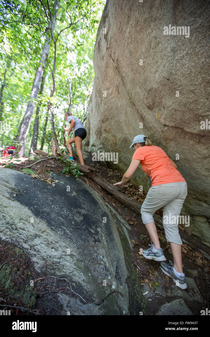 Hiking Table Rock mountain at Table Rock State Park in South Carolina ...