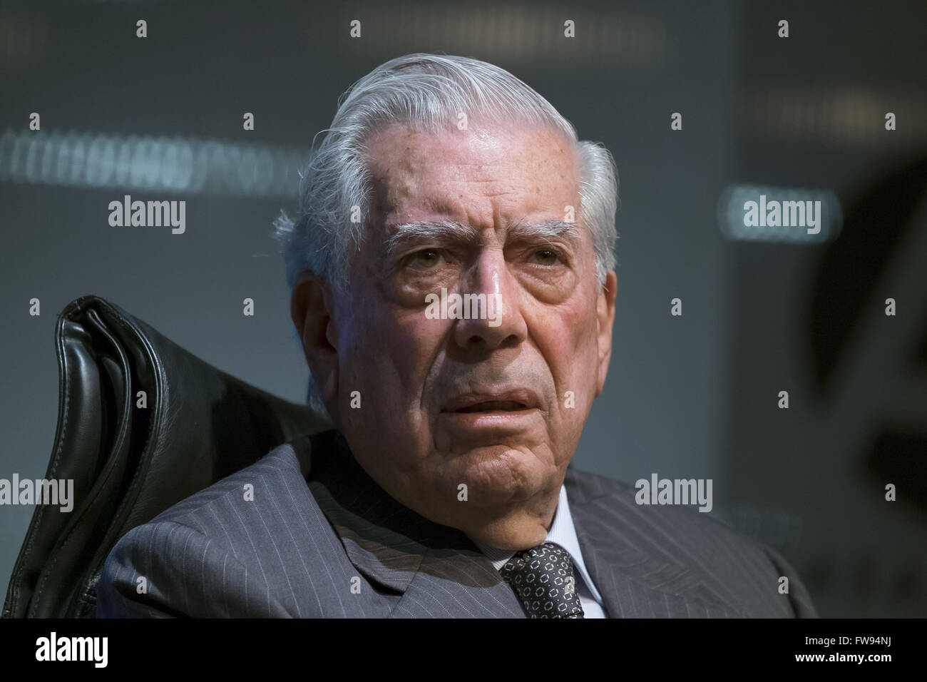 Peruvian writer Mario Vargas Llosa during the presentation of his new ...