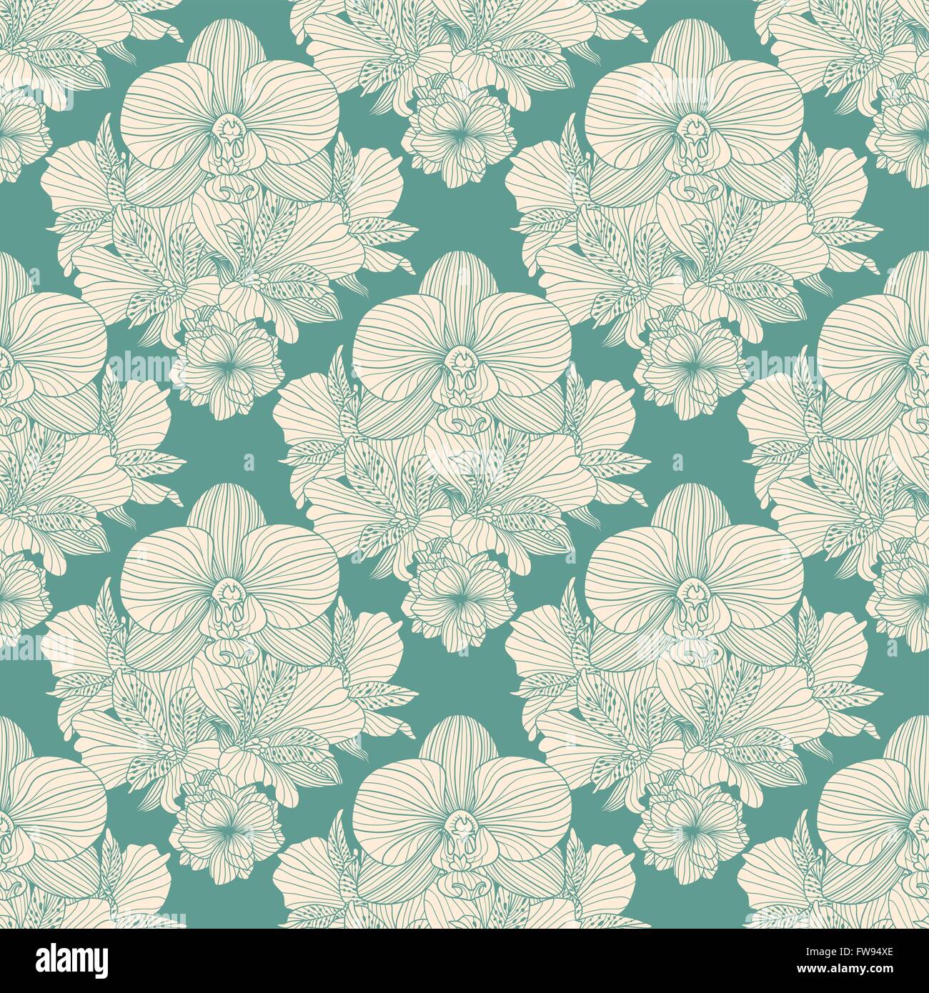 Seamless retro flower pattern Stock Vector Image & Art - Alamy