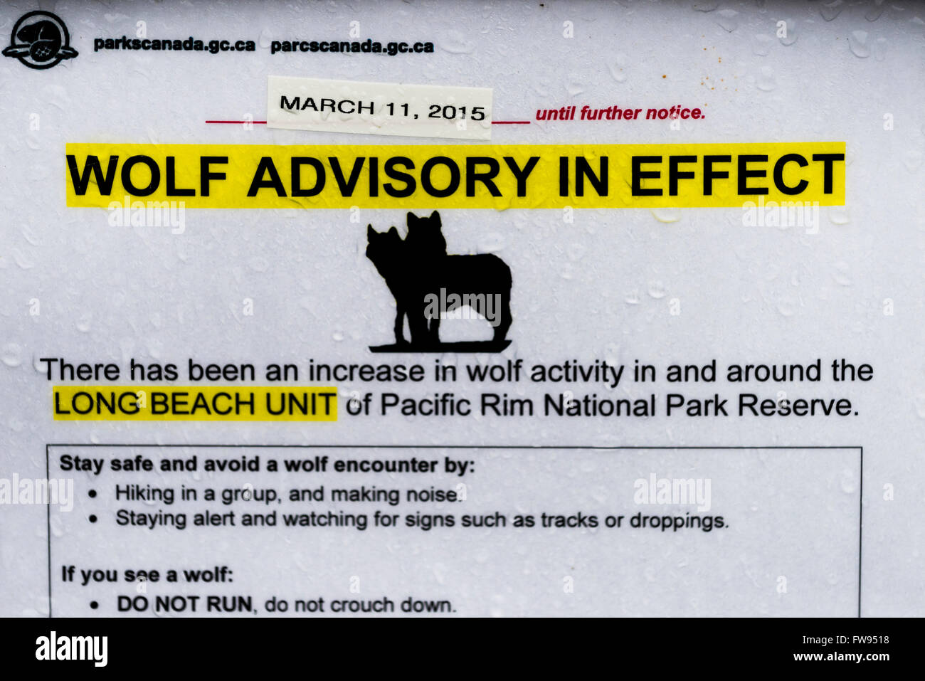 Close-up of information sign, Pacific Rim National Park Reserve ...