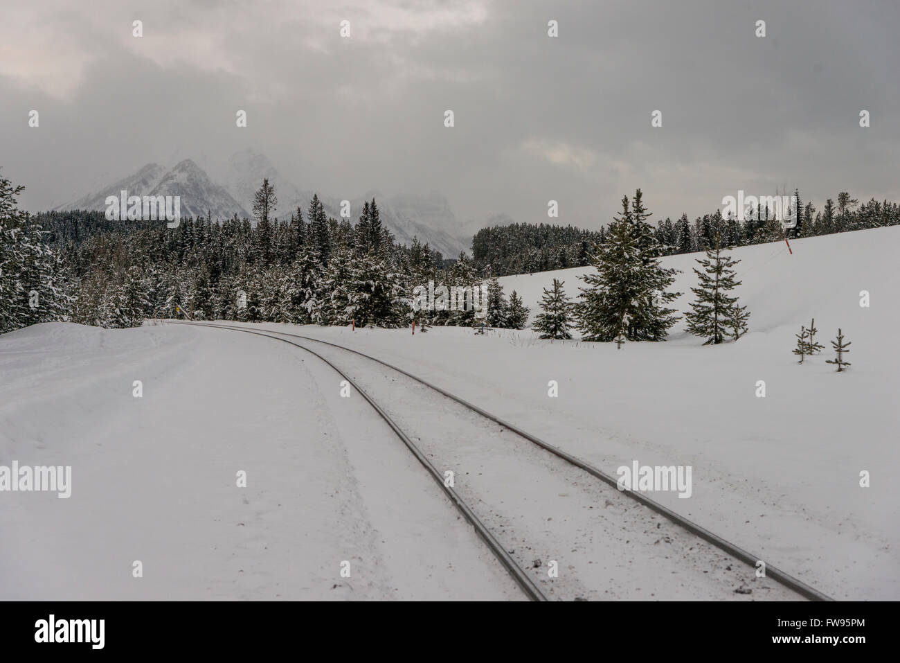 Canadian Pacific railroad tracks, Banff National Park, Alberta, Canada ...