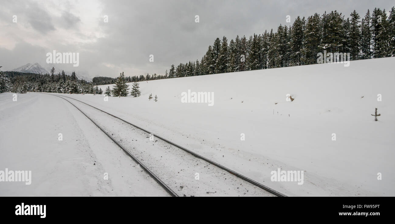 Canadian Pacific railroad tracks, Banff National Park, Alberta, Canada ...