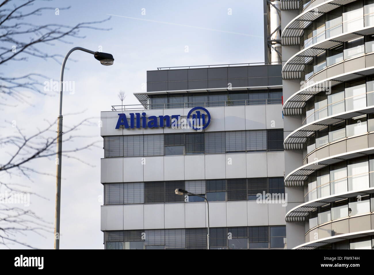 Financial and insurance group Allianz logo on the building of the Czech ...