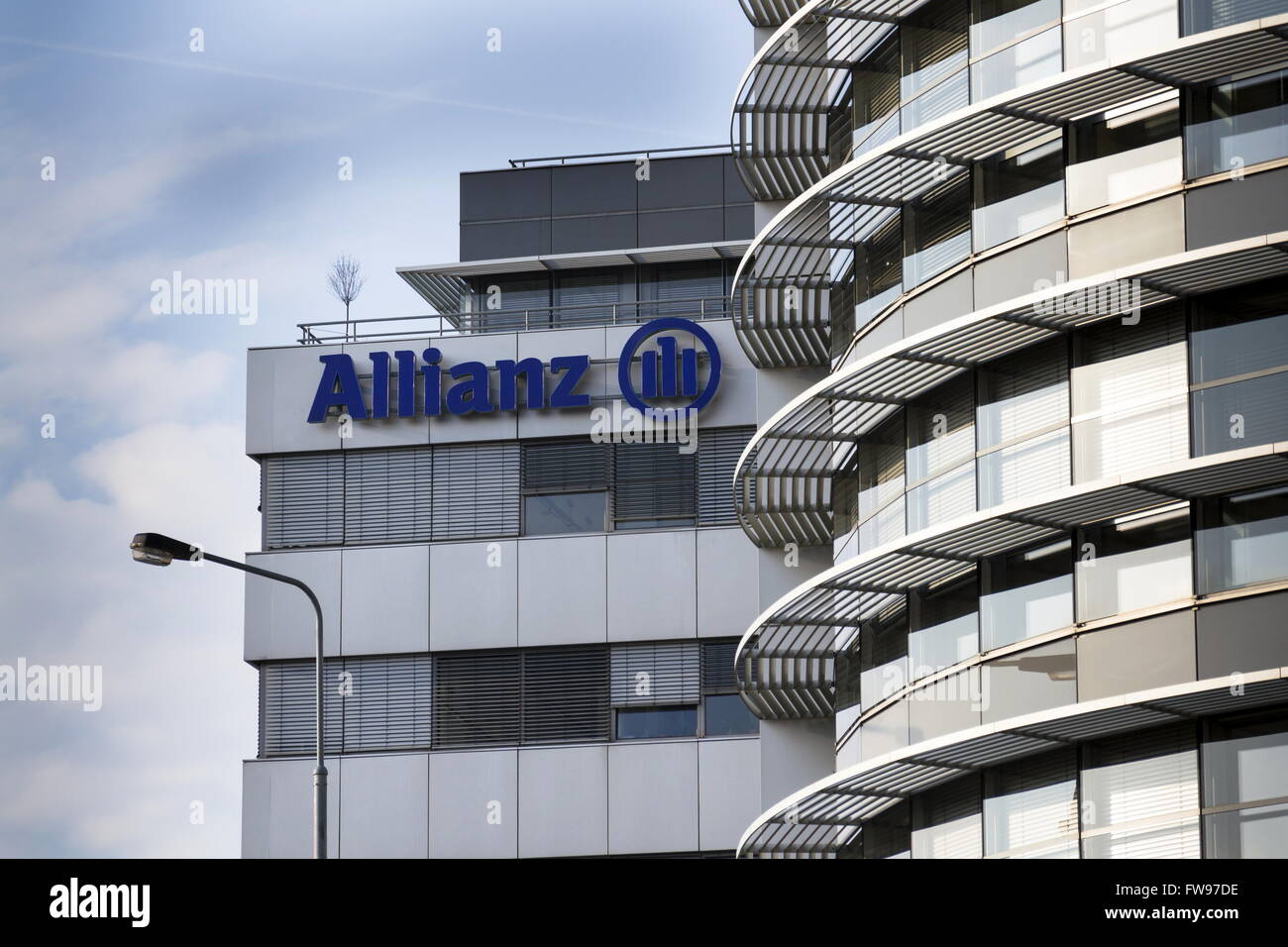 Financial and insurance group Allianz logo on the building of the Czech ...