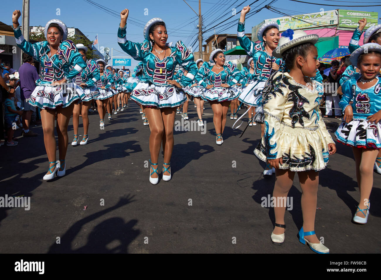 Caporales dance group performing in Arica, Chile Stock Photo - Alamy
