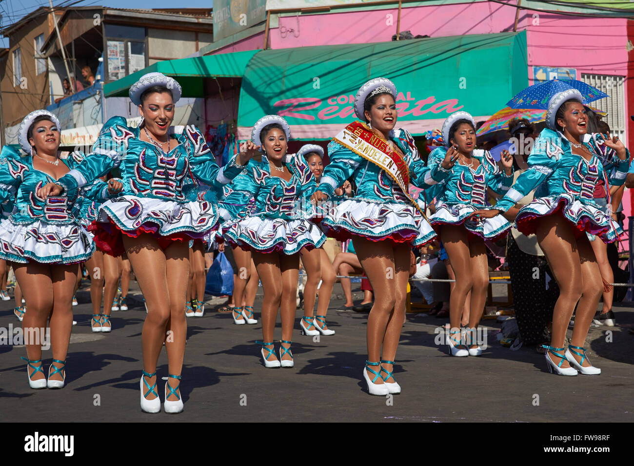 Caporales dance group performing in Arica, Chile Stock Photo - Alamy