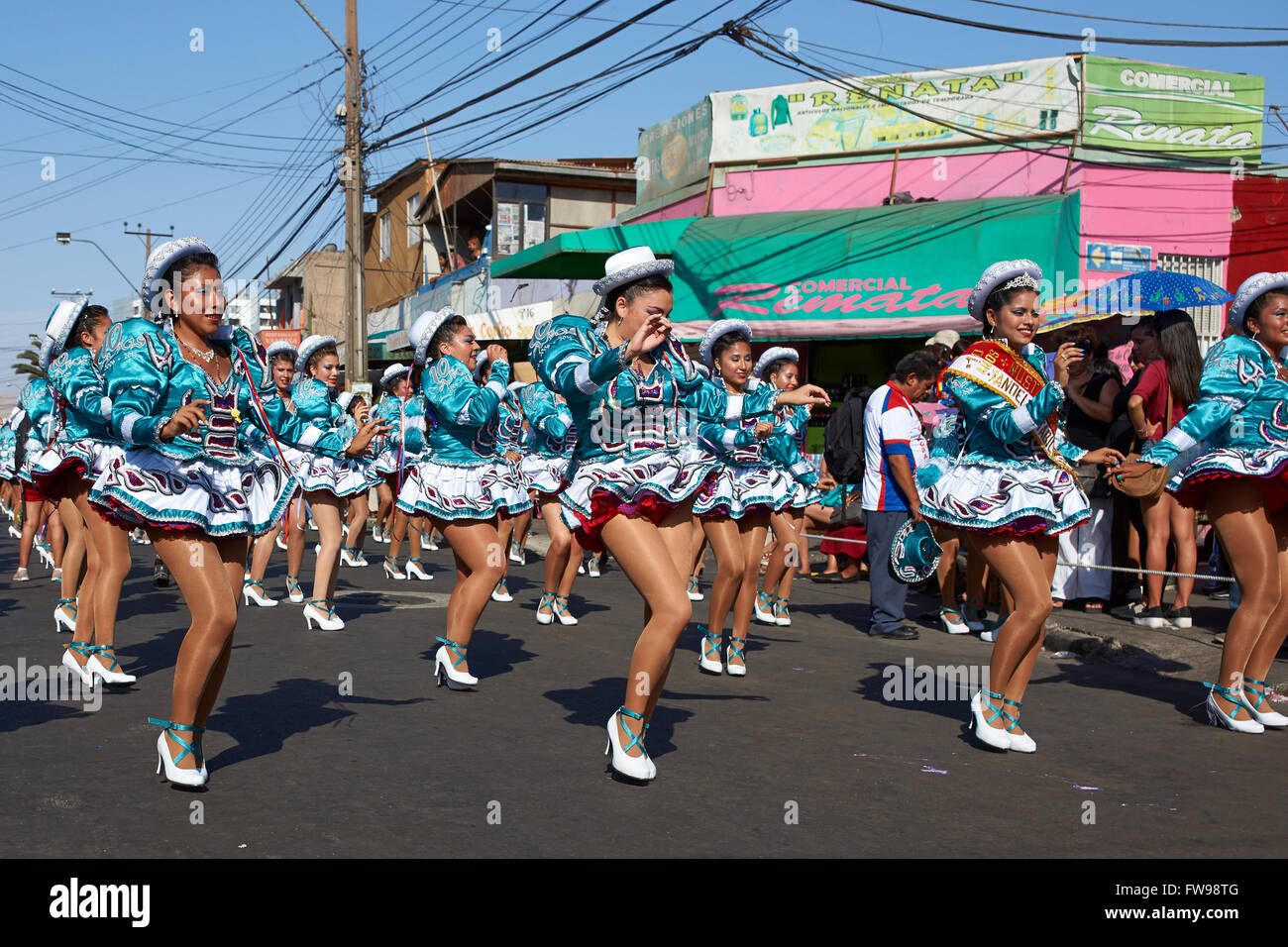 Caporales dance group performing in Arica, Chile Stock Photo - Alamy