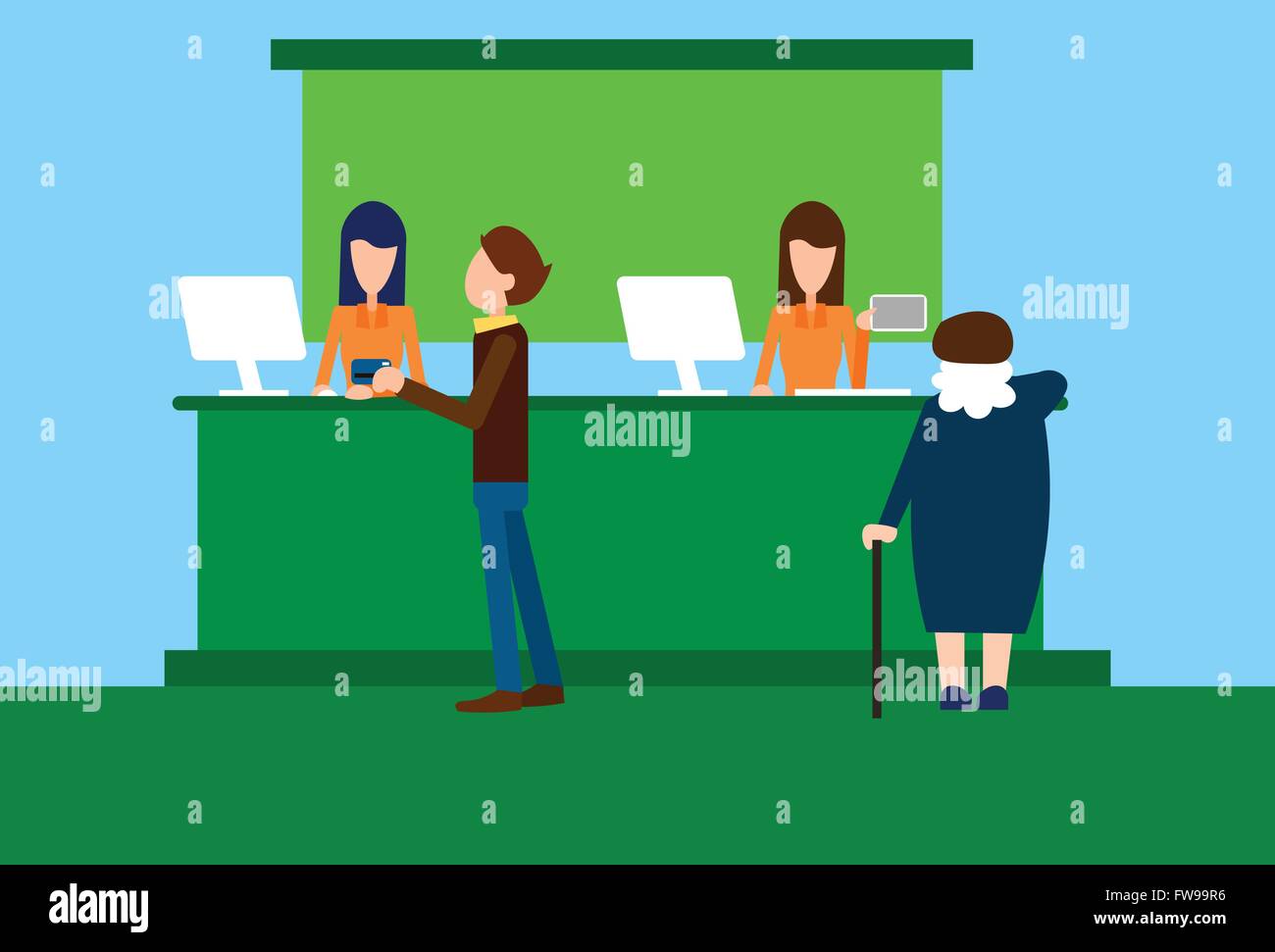 Bank Office Interior Client Senior Woman Banker Worker Workplace Stock ...