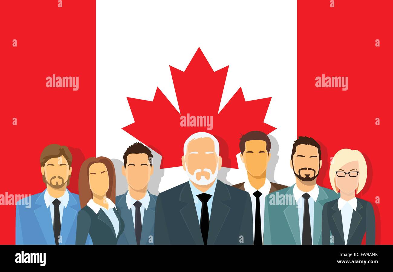 Senior Businessmen, Group of Business People Team Over Canadian Flag ...