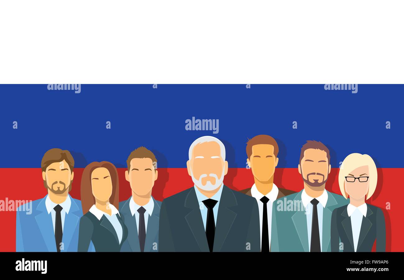 Senior Businessmen Group of Business People Team Over Russian Flag ...