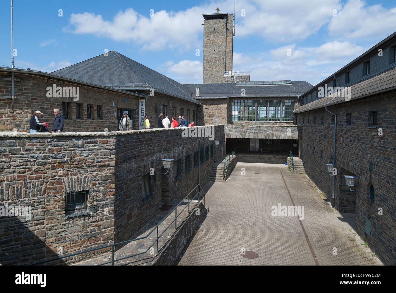 Courtyard and tower of Ordensburg Vogelsang, educational centre of the ...