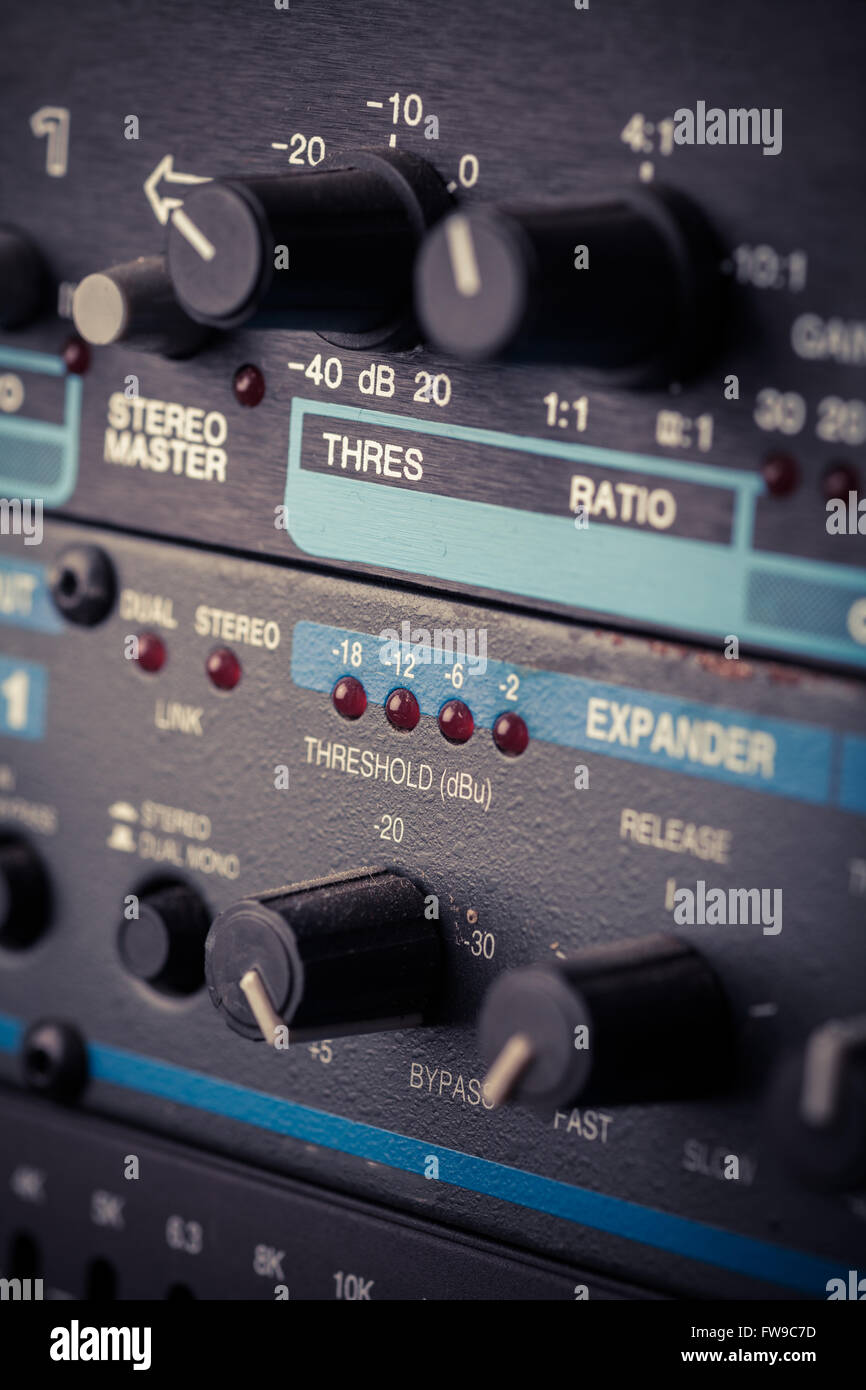 Color image of many buttons in a sound recording studio Stock Photo - Alamy