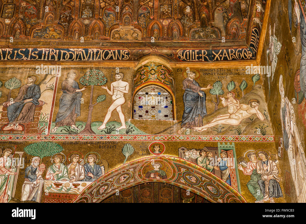 Mosaics of the Old Testament, God creates Eve from Adam's rib, God ...