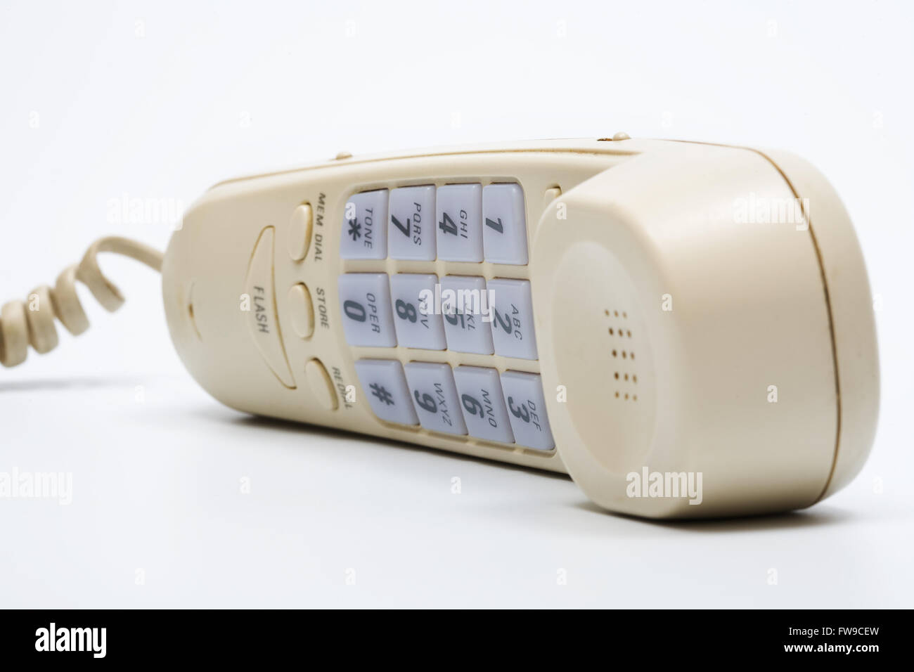 Beautiful and modern white telephone receiver close-up Stock Photo - Alamy
