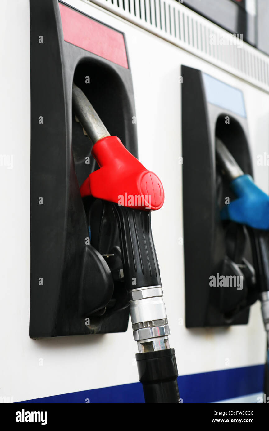 Refueling hose at modern petrol filling station Stock Photo - Alamy