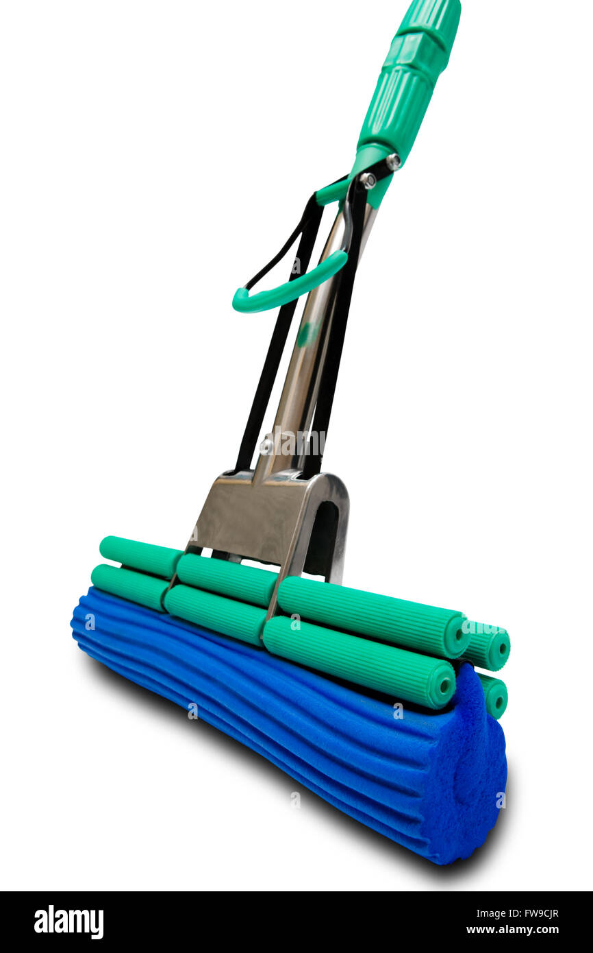 modern mop for washing floors on a white background Stock Photo - Alamy