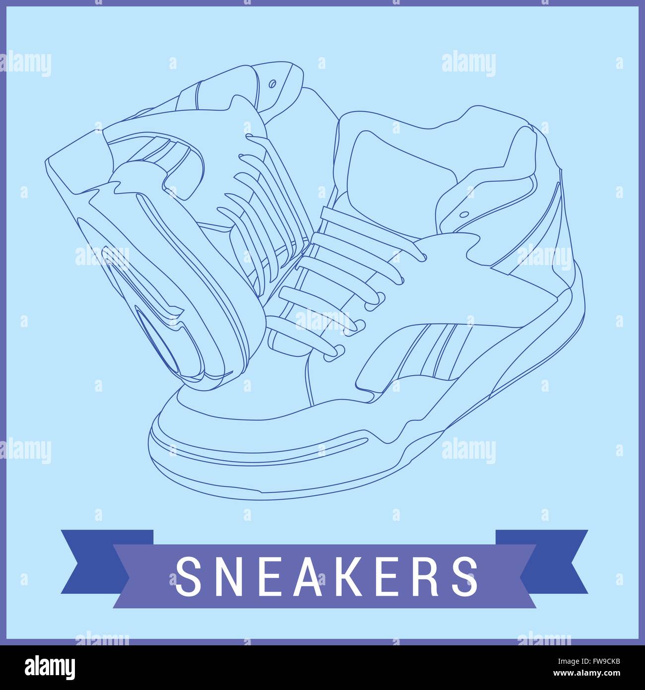 Vector line art sneakers illustration Stock Vector Image & Art - Alamy