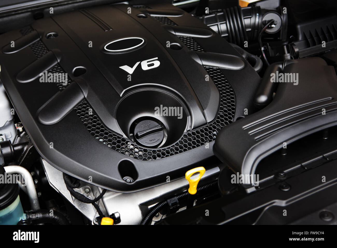 The powerful engine of the modern car Stock Photo - Alamy