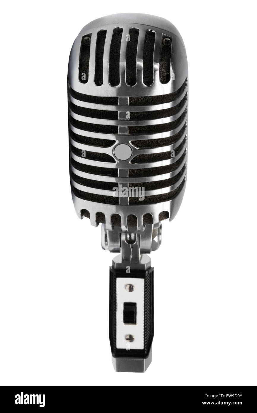 Beautiful old microphone on a white background Stock Photo - Alamy