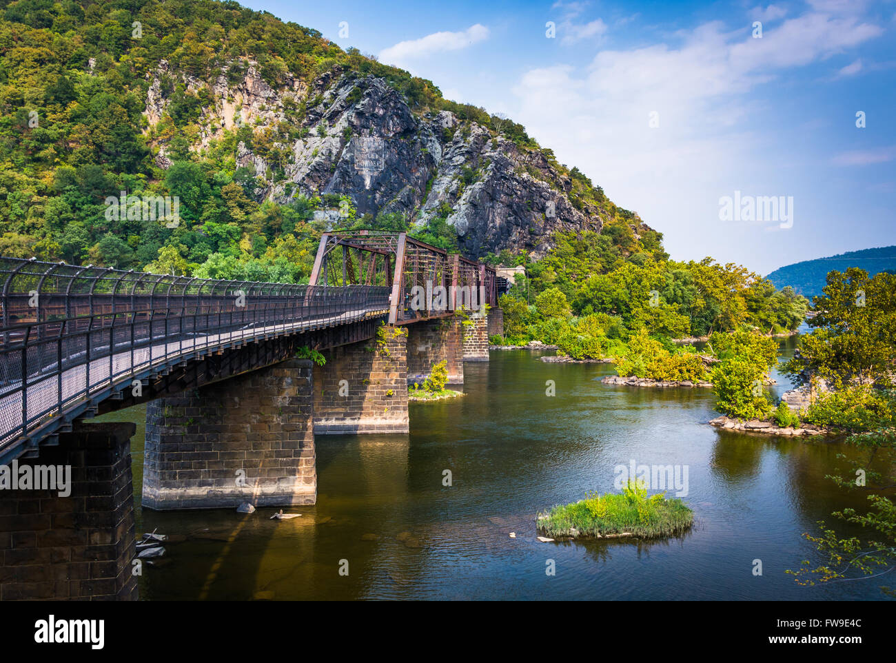Bridge over the Potomac River and view of Maryland Heights, in Harper's ...