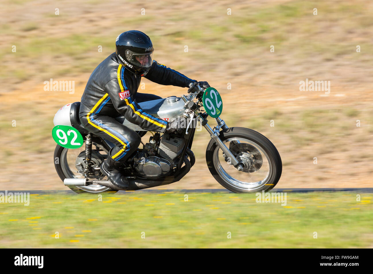 BROADFORD, VICTORIA/AUSTRALIA - APRIL 1, 2016: Classic bikes practice ...